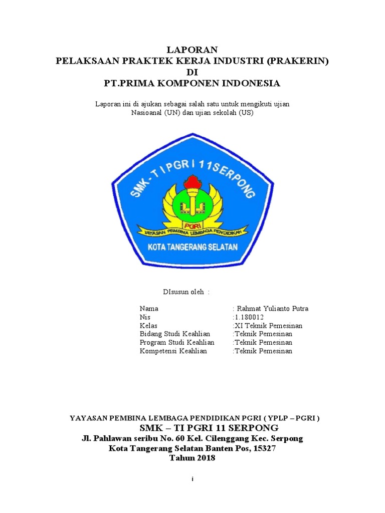 Laporan Pelaksaan Praktek Kerja Industri (Prakerin) DI PT - Prima ...