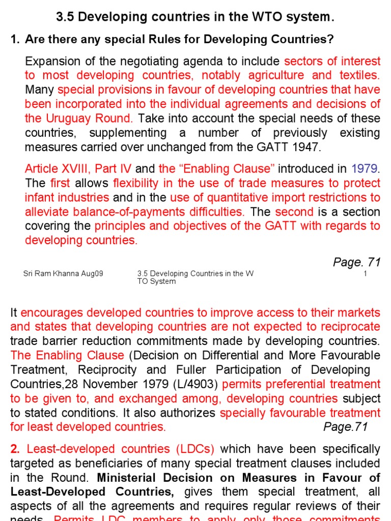 WTO Provisions for Developing Countries | PDF | World Trade ...