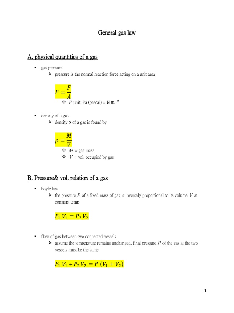 General Gas Law | PDF | Gases | Mole (Unit)