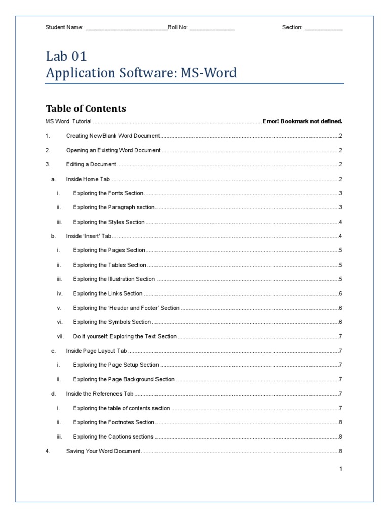 Lab 01 Application Software: MS-Word | PDF | Microsoft Word | Hyperlink