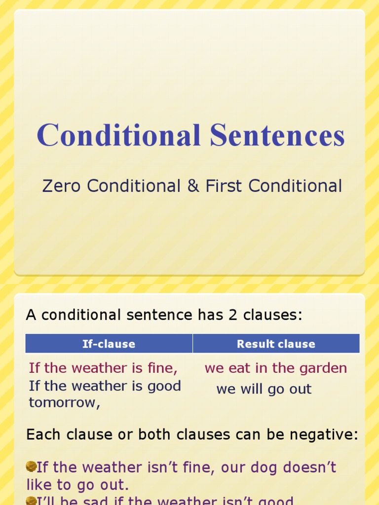 Conditional Sentences: Zero Conditional & First Conditional | PDF ...