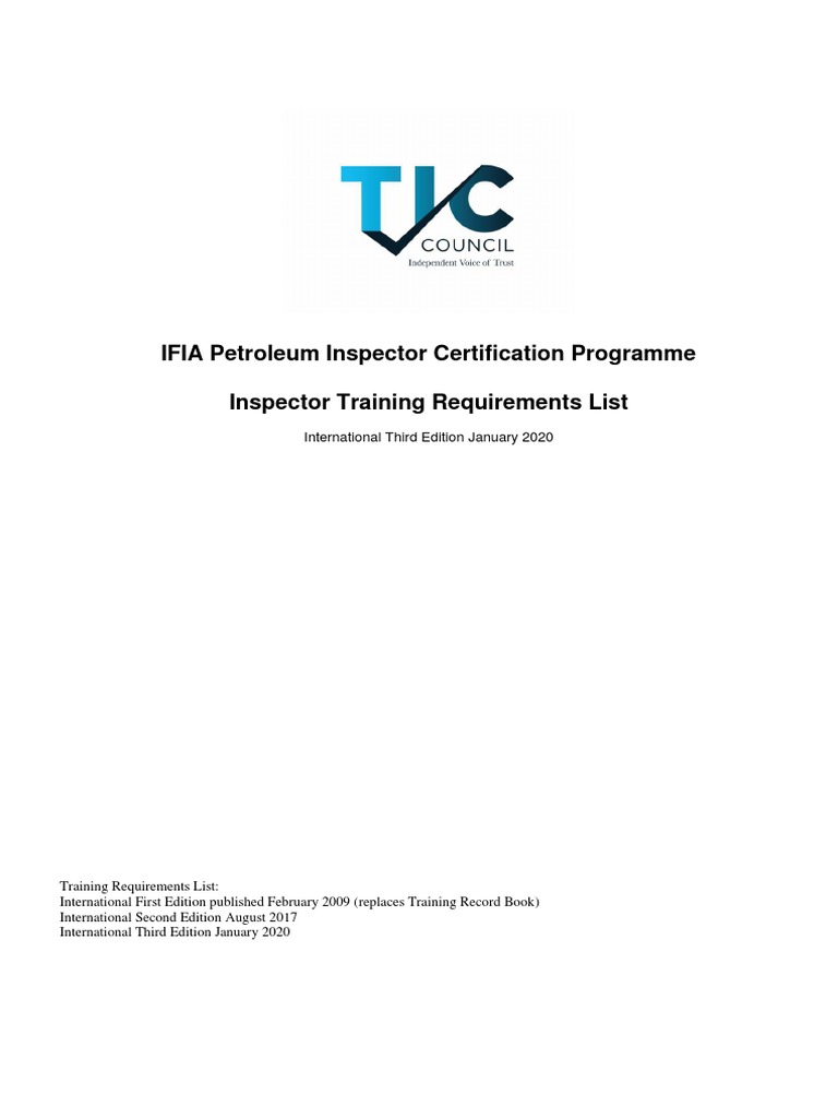 IFIA Petroleum Inspector Certification Programme Inspector Training ...