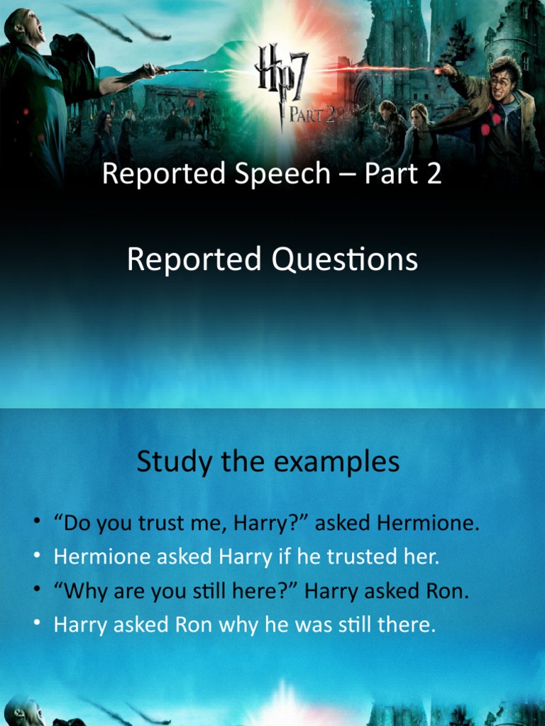 Reported Questions Presentation Grammar Guides - 19778 | PDF | Question ...