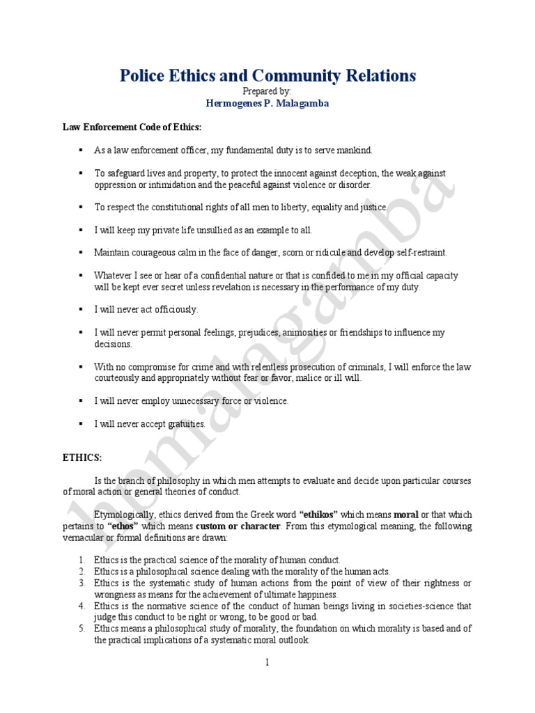 Police Ethics and Community Relations2 | PDF | Police | Morality