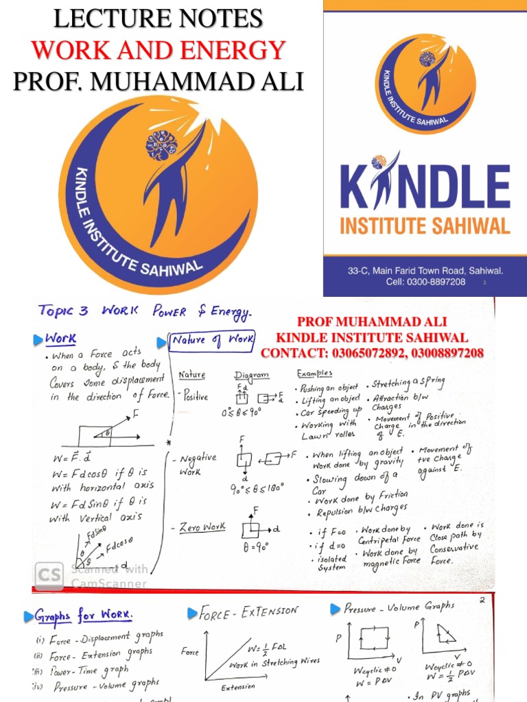 Work and Energy: Lecture Notes Prof. Muhammad Ali | PDF