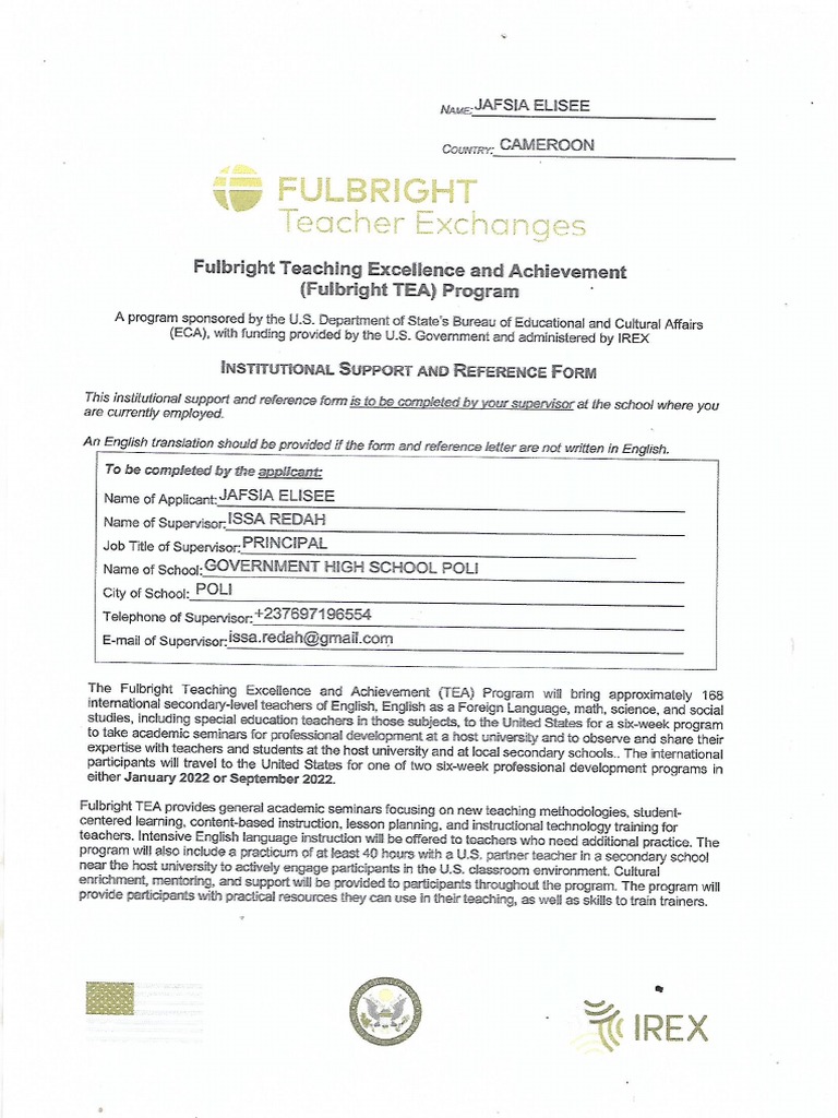 Institutional Support and Reference Form | PDF