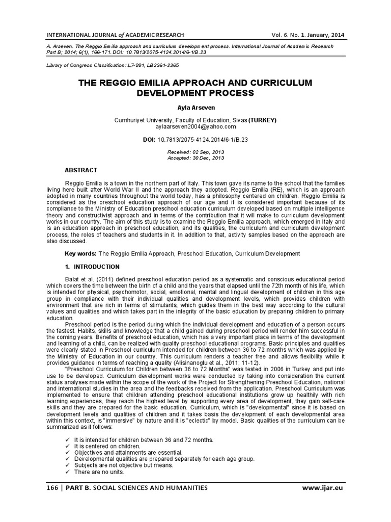 The Reggio Emilia Approach and Curriculu | PDF | Preschool | Curriculum