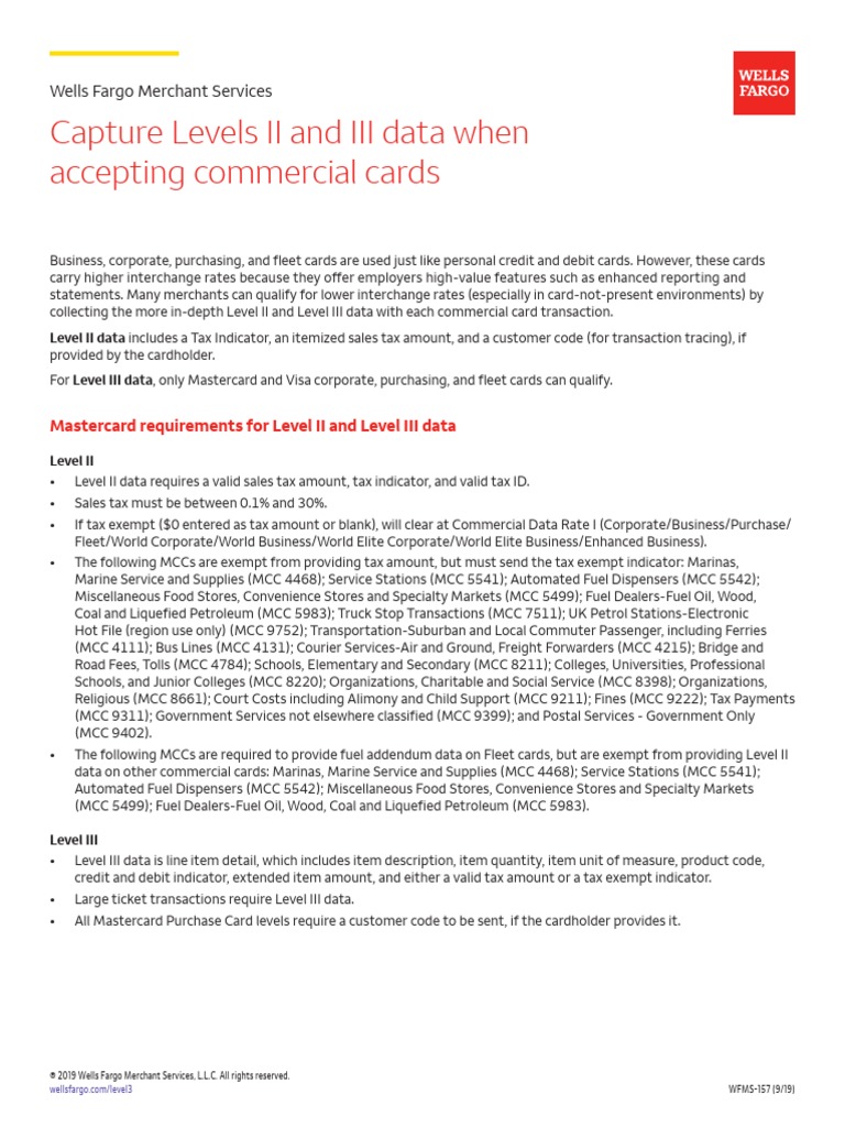 Capture Levels II and III Data When Accepting Commercial Cards | PDF ...