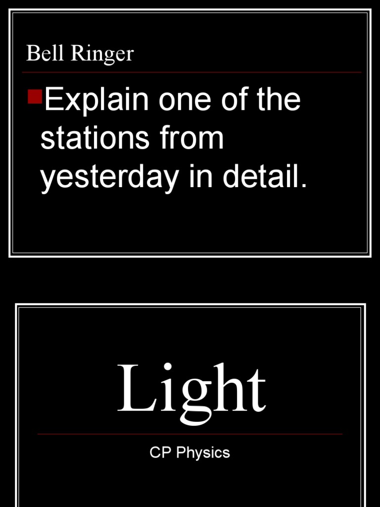 The Physics of Light | PDF | Light | Shadow