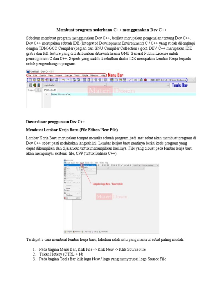 Membuat Program Sederhana C++ dengan Dev C | PDF