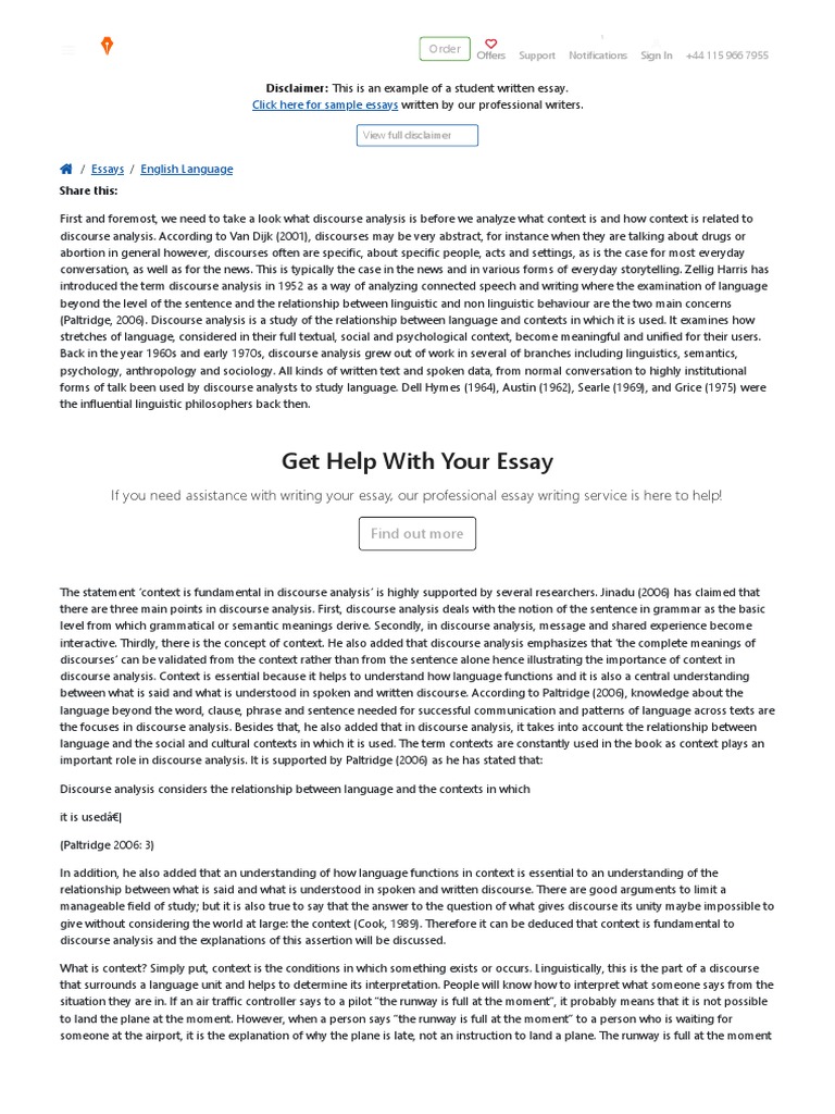 Context Is Fundamental To Discourse Analysis | Download Free PDF | Discourse | Context (Language ...