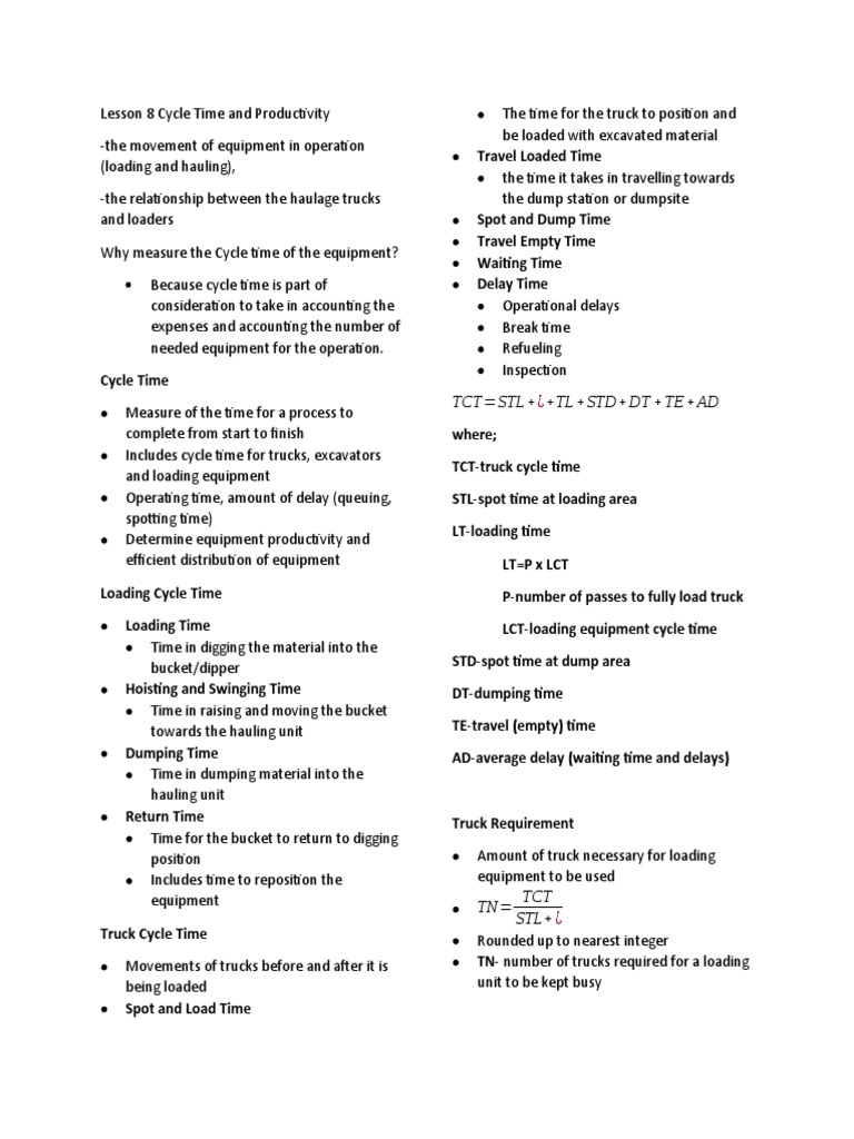 Lesson 8 Cycle Time and Productivity | PDF