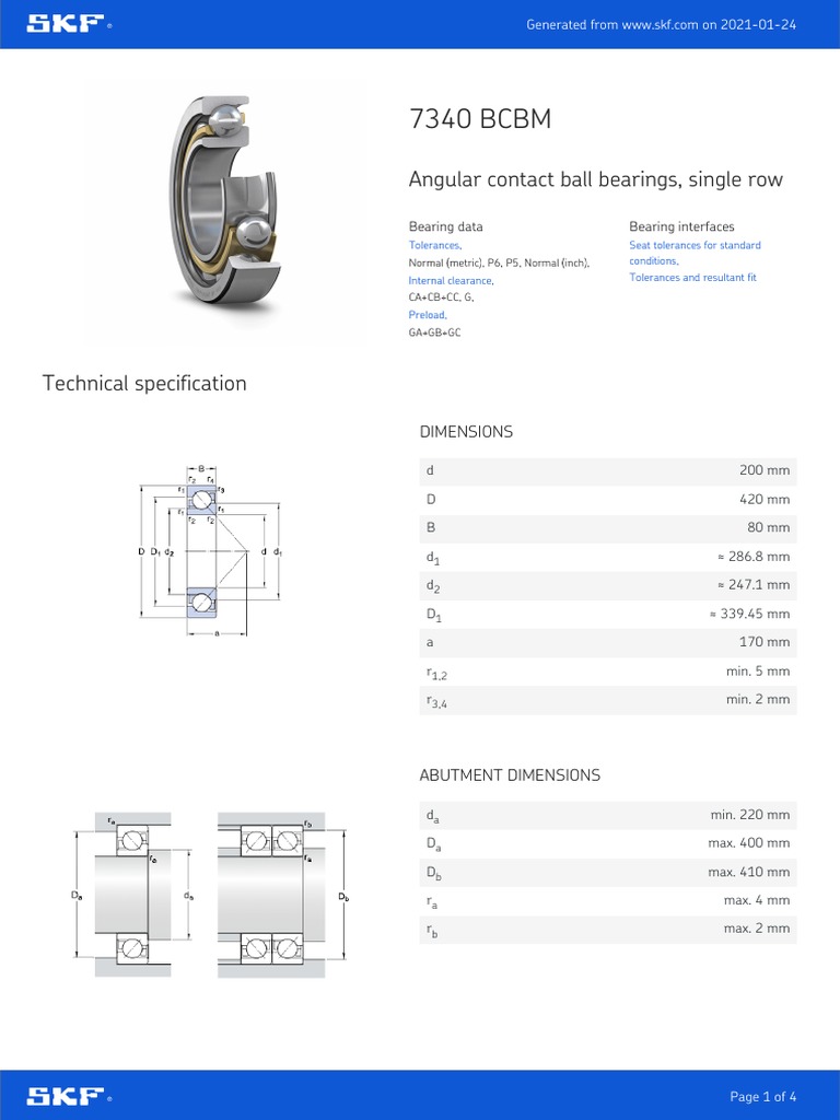 7340 BCBM: Angular Contact Ball Bearings, Single Row | PDF | License ...