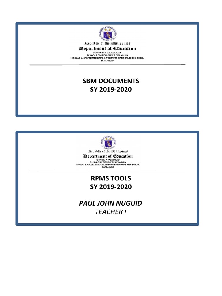 SBM Documents SY 2019-2020: Paul John Nuguid | PDF
