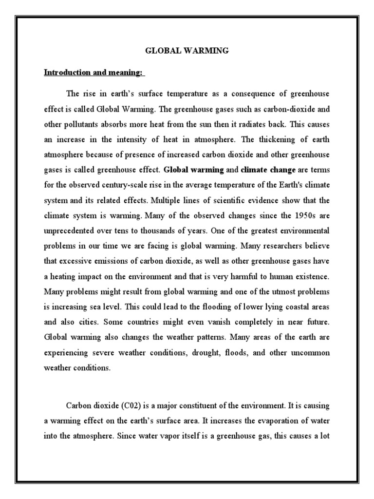 Global Warming Introduction and Meaning | PDF | Climate Change ...