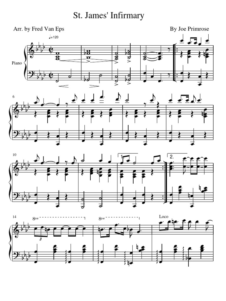 A Jazz Arrangement of 'St. James' Infirmary' for Piano and Trumpet | PDF