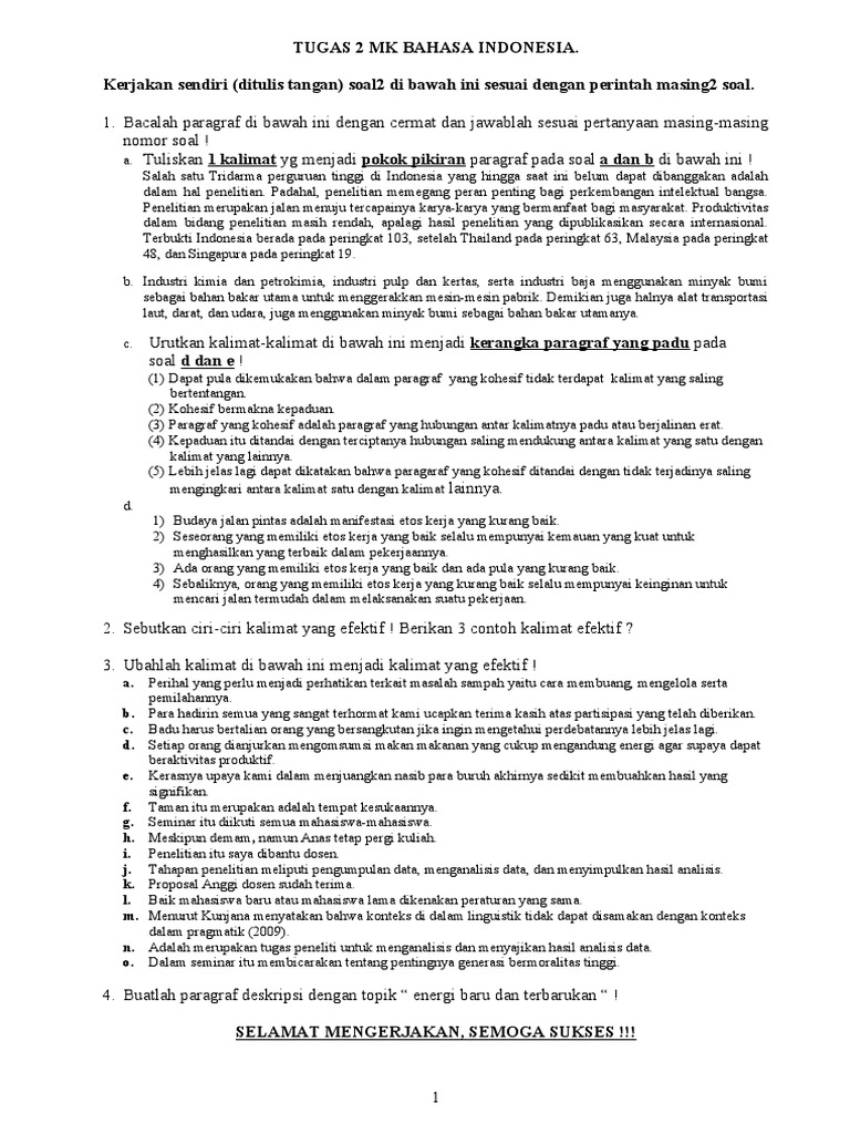 Tugas 2 MK Bahasa Indonesia | PDF | Karier & Perkembangan | Seni & Disiplin Bahasa