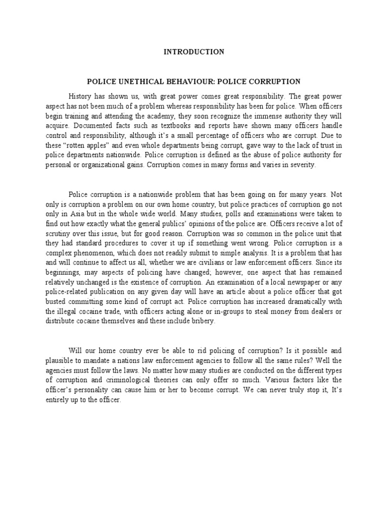 INTRODUCTION | PDF | Corruption | Police