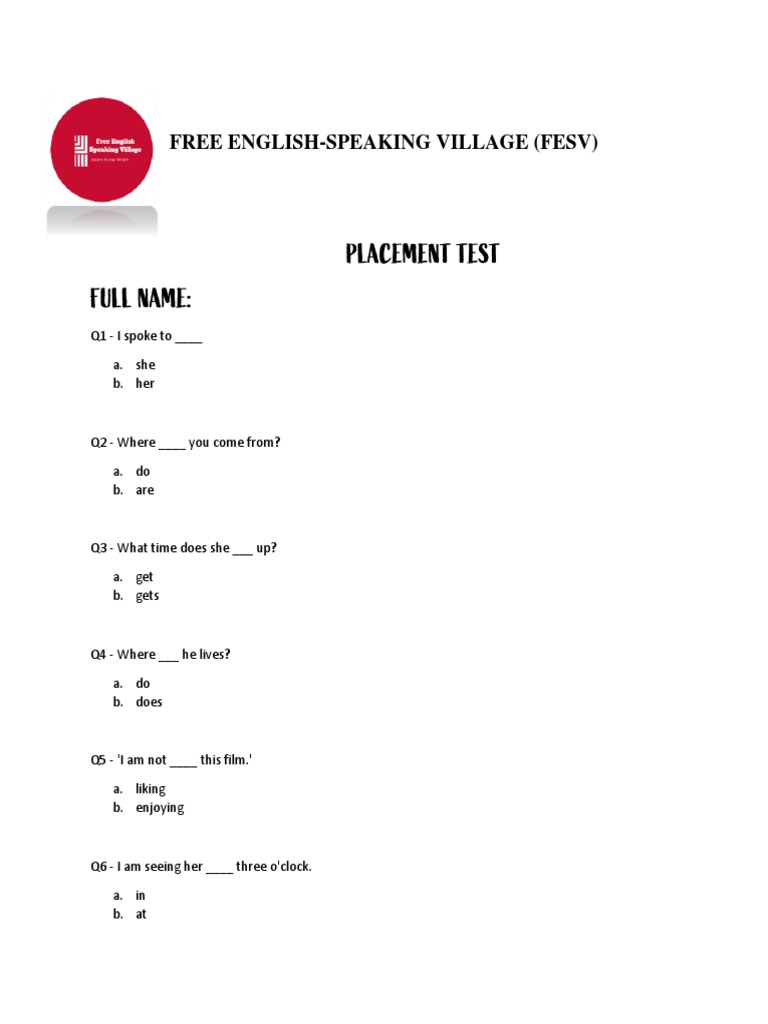 Placement Test | PDF | Business