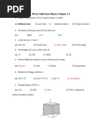Solid State Mcqs Chemistry For Mht-Cet | PDF | Crystal Structure | Crystal