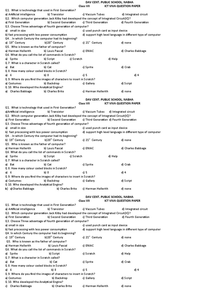 Viva Question Paper Class 7 | PDF | Scratch (Programming Language ...