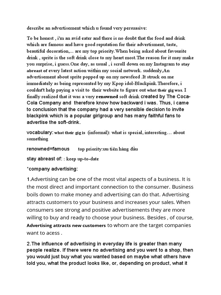 Describe An Advertisement Which U Found Very Persuasive | PDF | Brand ...