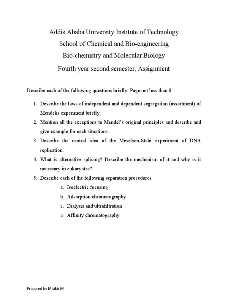 Assignment Biochemistry | PDF