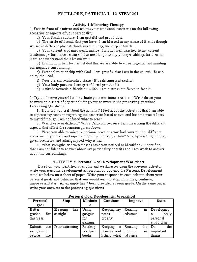 12 Stem Homeroom Guidance Module 1 Lesson 1 | PDF | Worksheet | Human ...