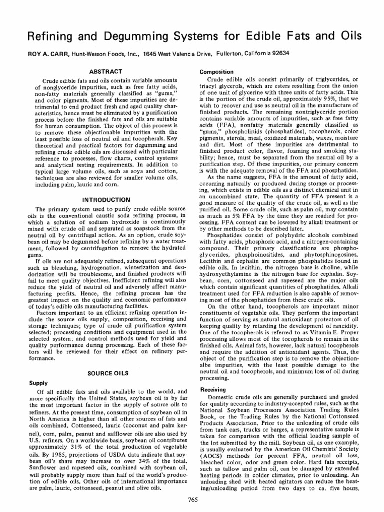 Refining and Degumming For Oil | PDF | Oil Refinery | Cottonseed Oil