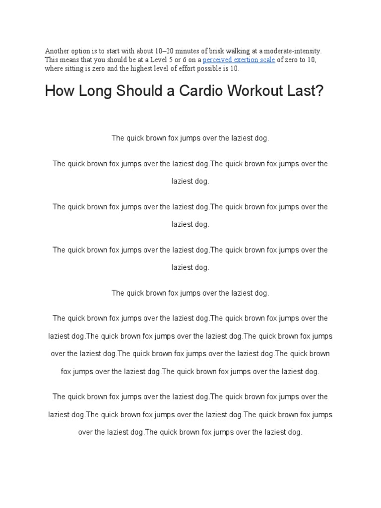Recommendations for a Moderate Intensity Cardio Workout of 10-20 ...