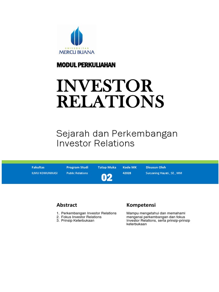 Modul 02 Investor Relations | PDF