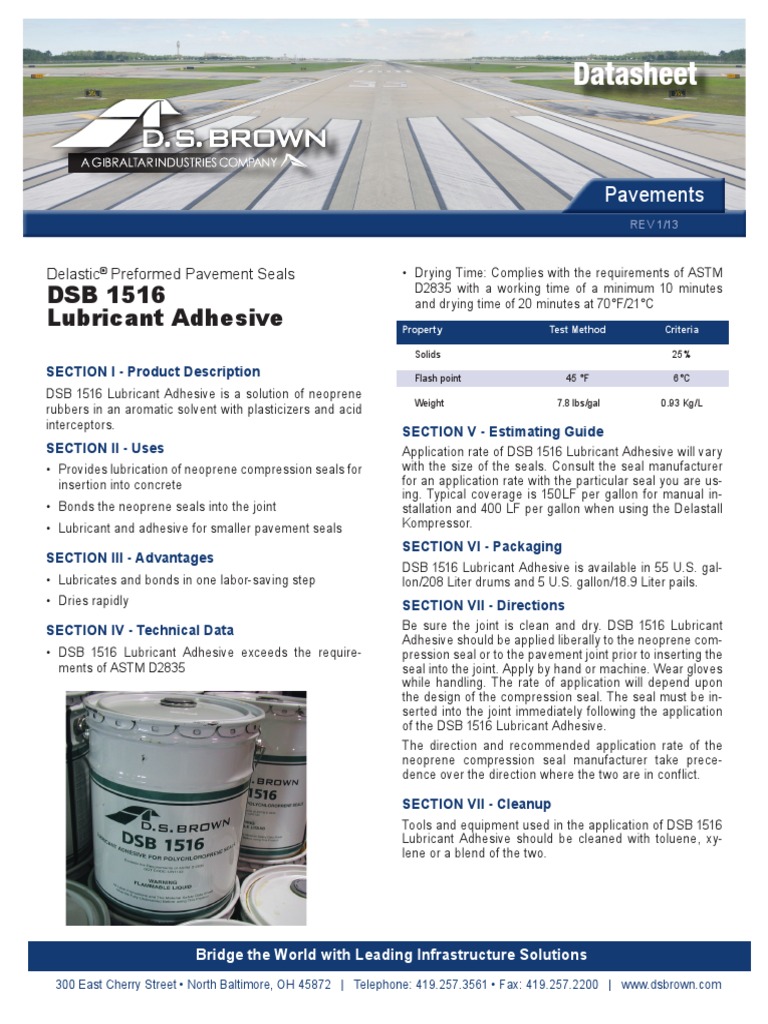 Datasheet: DSB 1516 Lubricant Adhesive | PDF | Adhesive | Lubricant