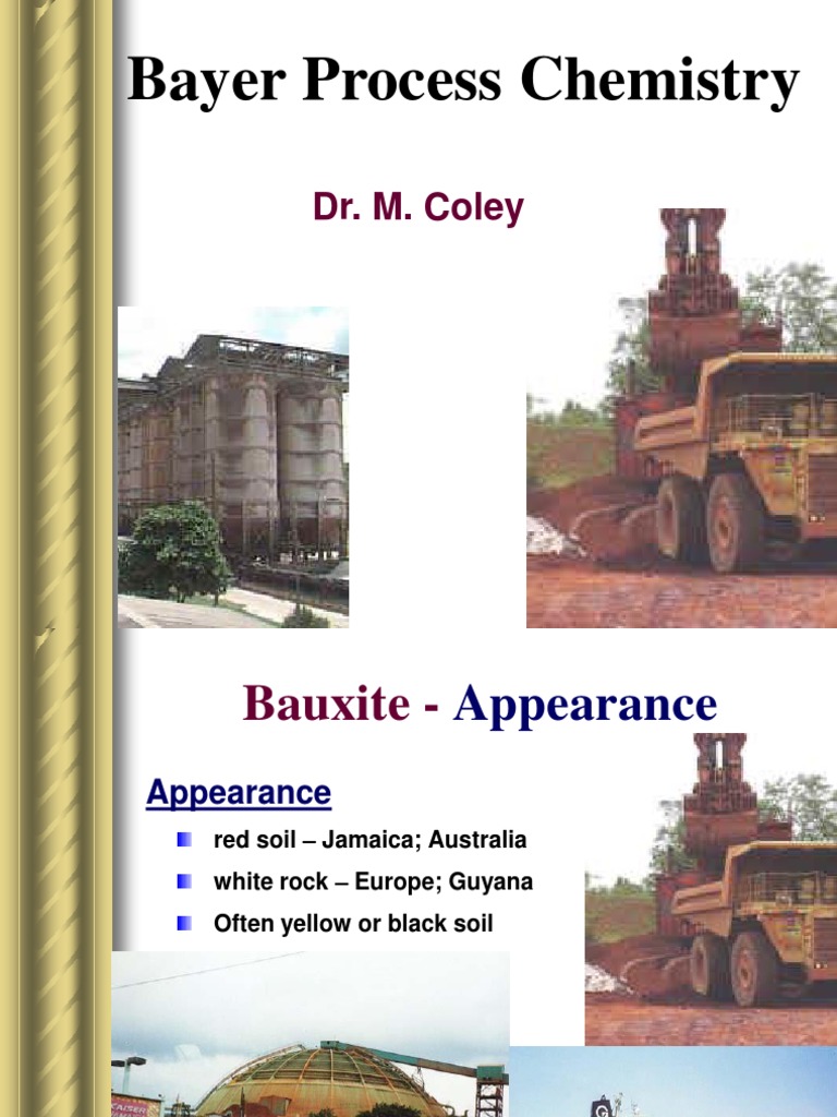 Bayer Process Chemistry: Dr. M. Coley | PDF | Aluminium Oxide | Minerals