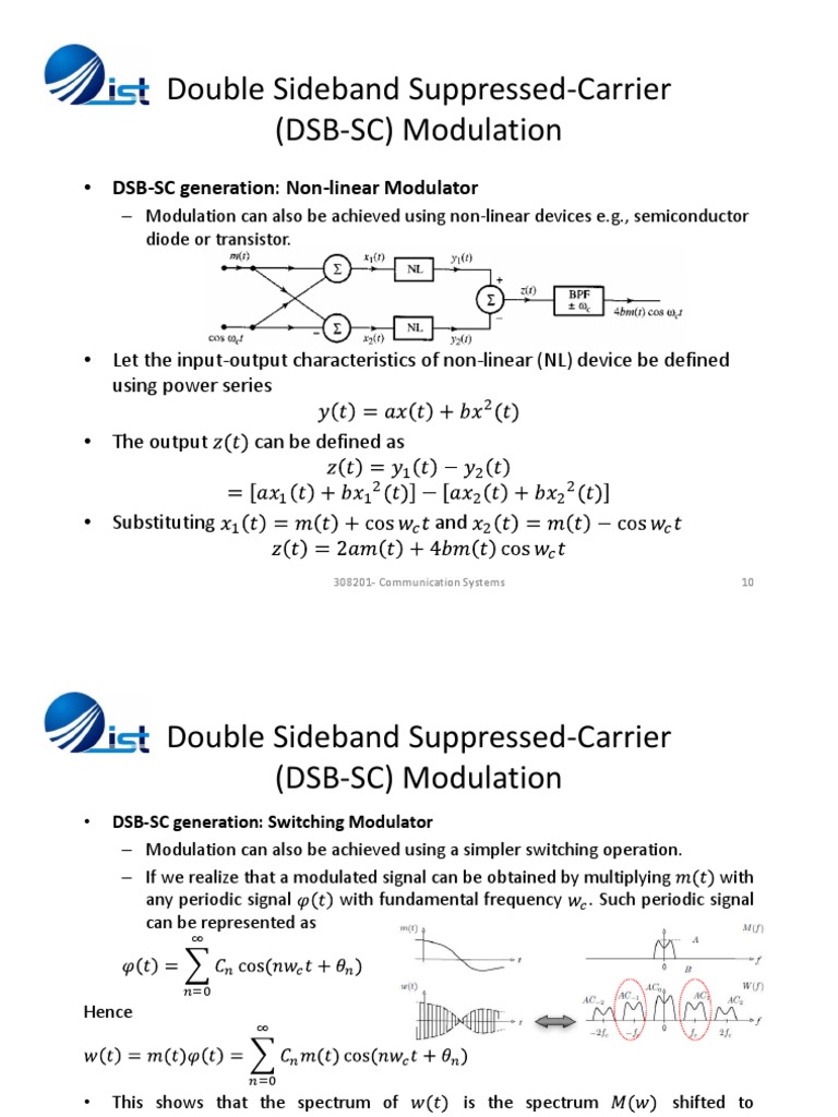 Double Sideband Suppressed-Carrier (DSB-SC) Modulation | PDF ...