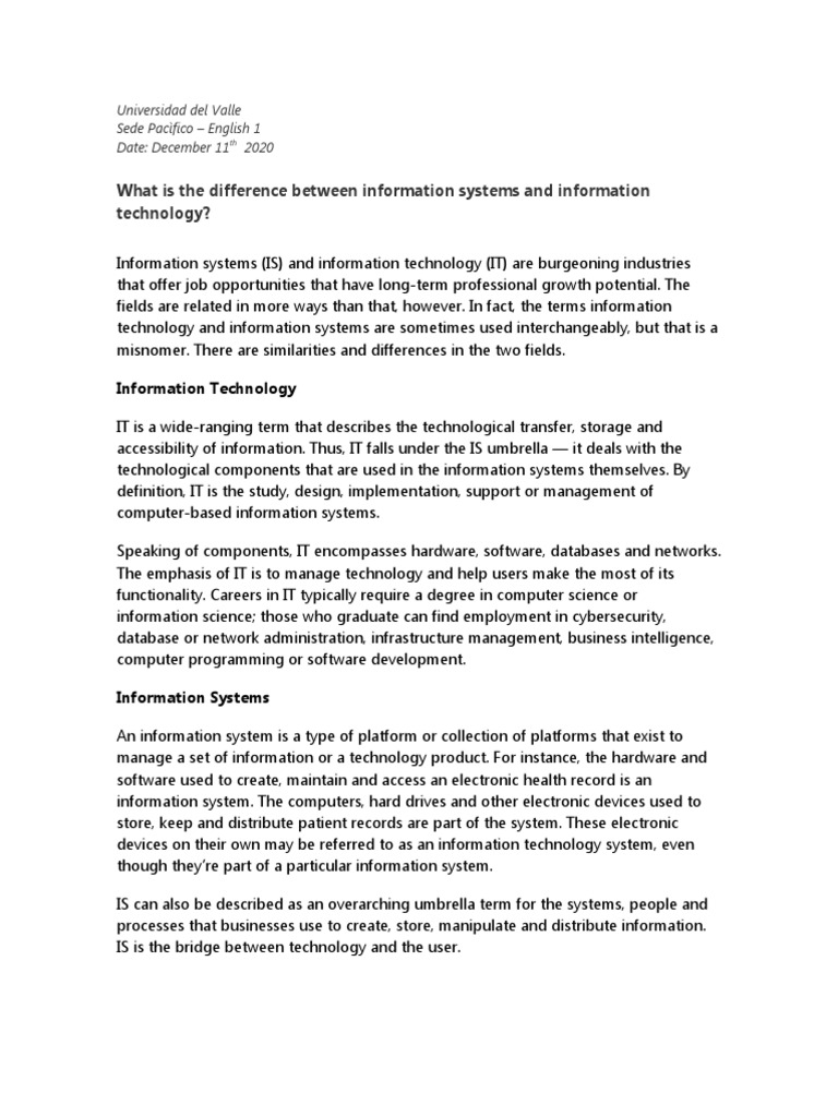 What Is The Difference Between Information Systems and Information ...