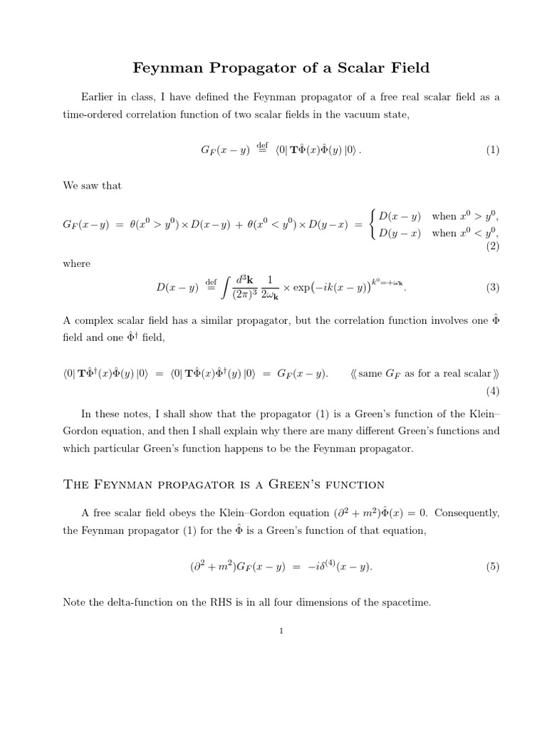 Feynman Propagator of A Scalar Field | PDF | Green's Function | Epistemology Of Science
