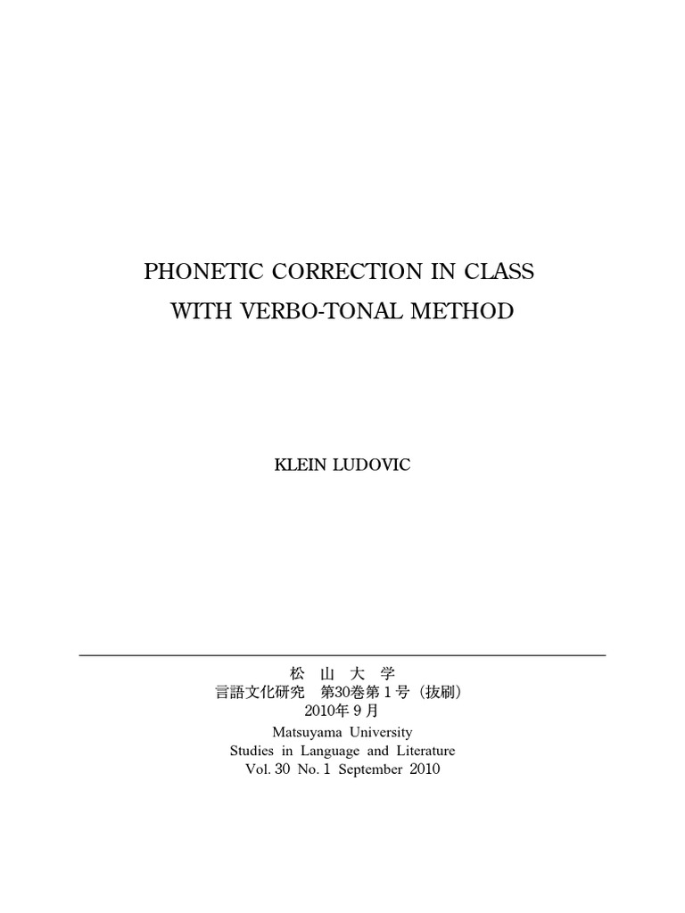 Phonetic Correction in Class with Verbo-Tonal Method | PDF | Stress ...
