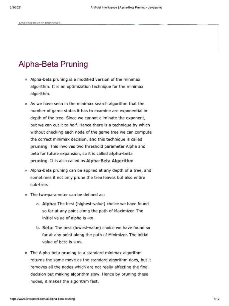 Alpha Beta Pruning | PDF