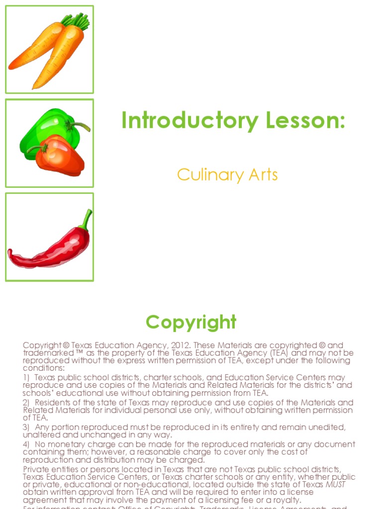 Introductory Lesson:: Culinary Arts | PDF | Vocational Education ...