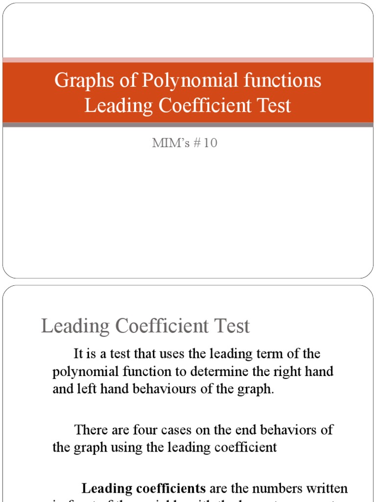 Lesson 5 G10 Graphs of Polynomial Functions Leading Coefficient Test | PDF