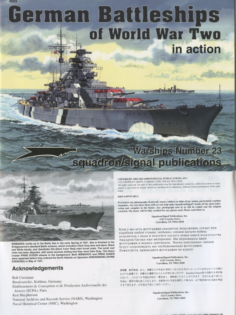 Squadron Signal Warships 4023 German Battleships of World War | PDF