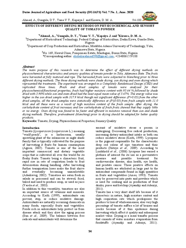 Drying Methods | PDF | Tomato | Vegetables