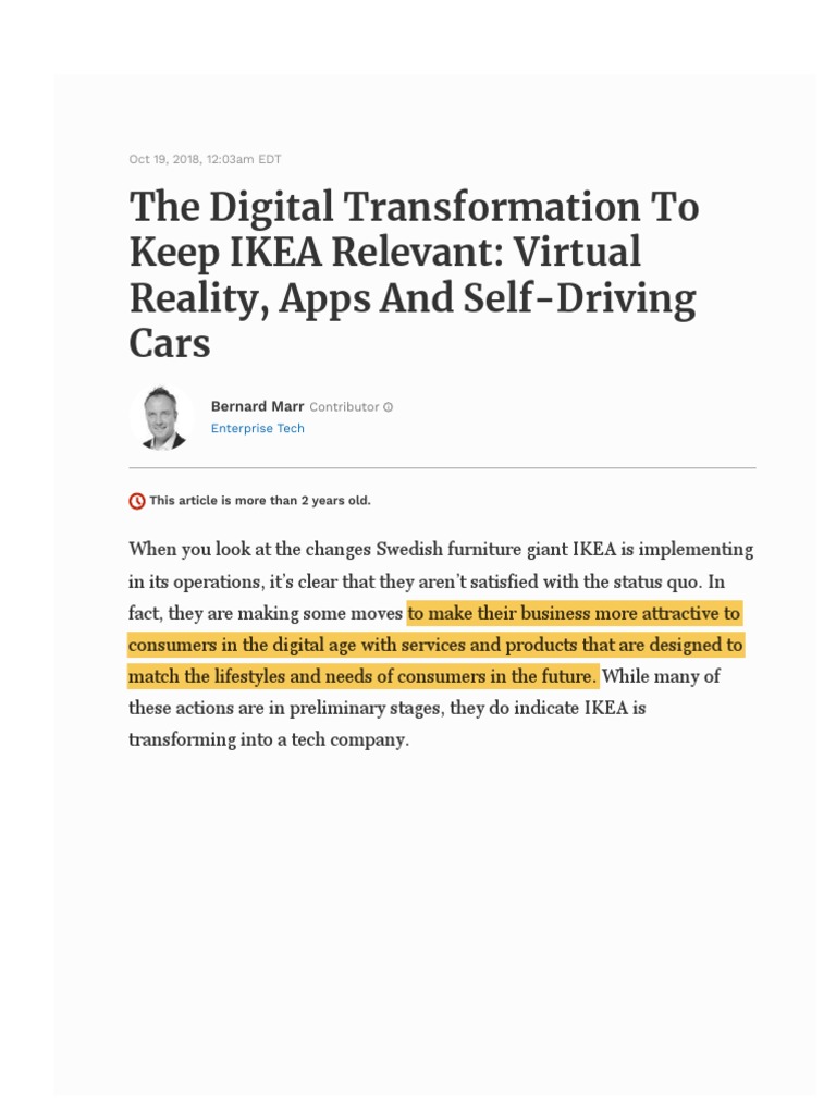 IKEA's Digital Transformation Journey | PDF | Business | Furnishings ...