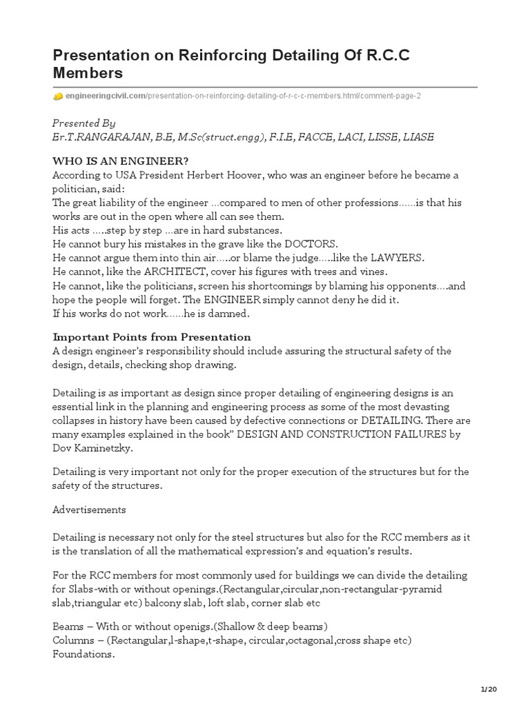 Presentation On Reinforcing Detailing of RCC Members | PDF | Beam ...