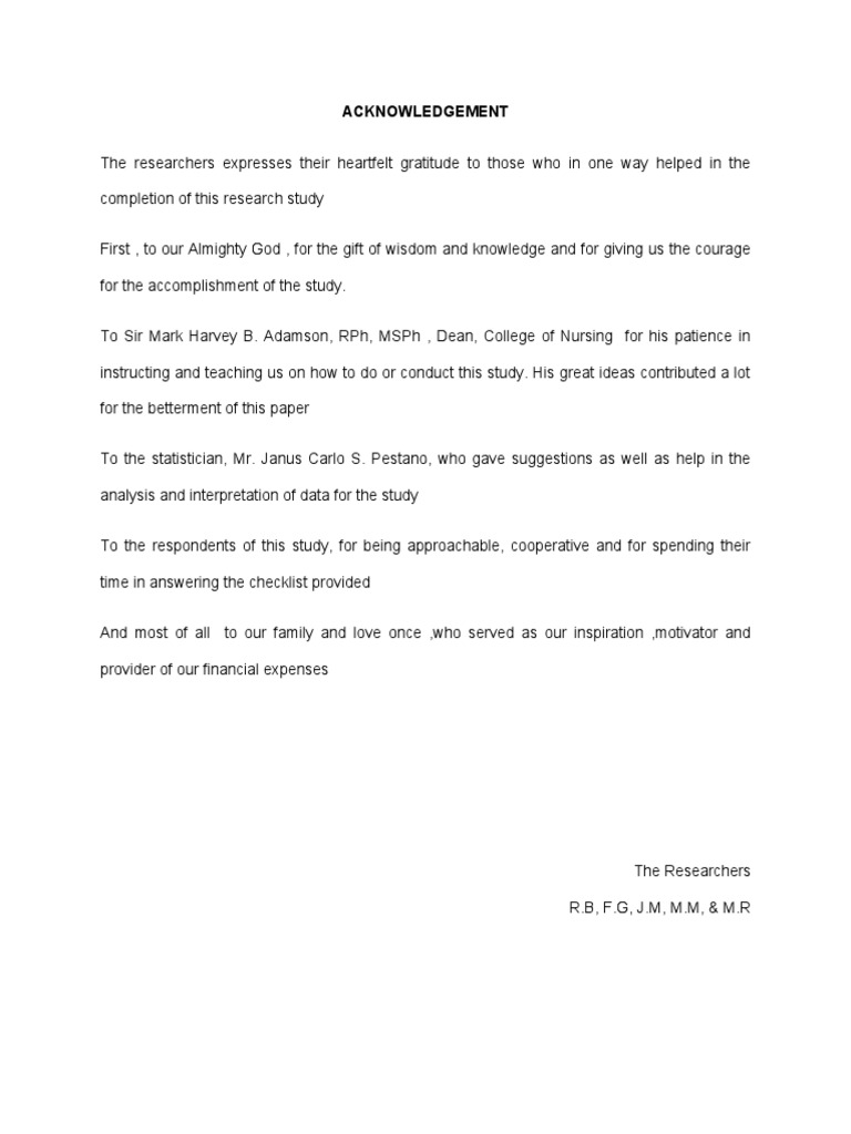 Acknowledgement Thesis | PDF | Psychology | Psychological Concepts