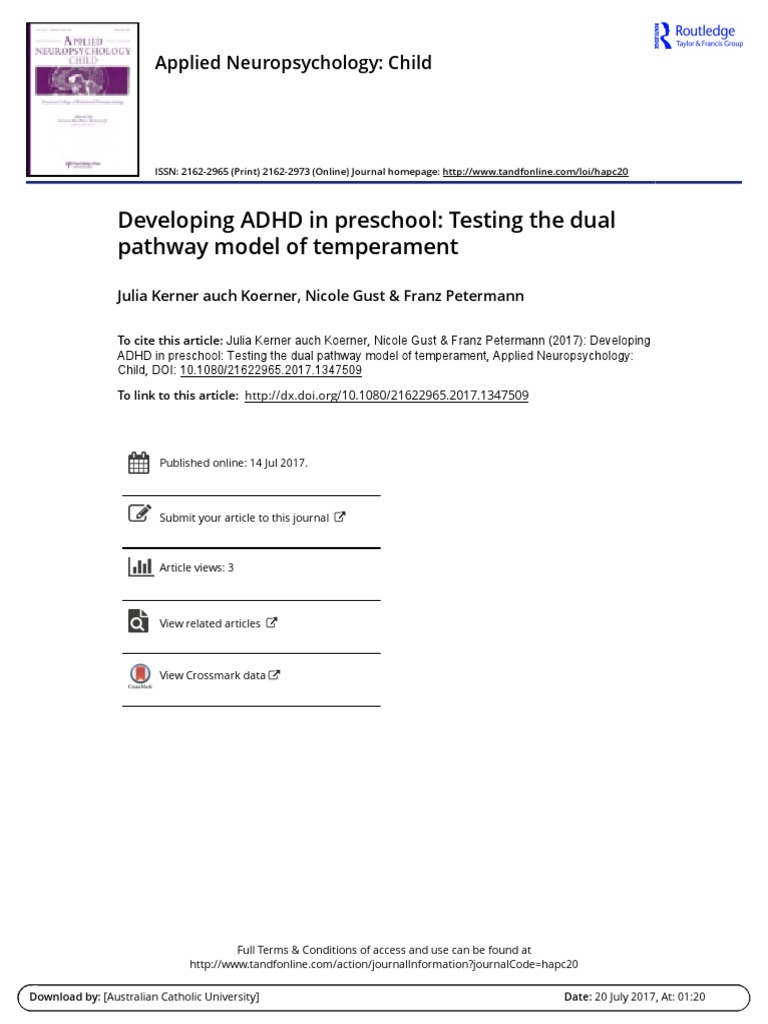 2017 - Developing ADHD in Preschool - Testing The Dual Pathway Model of ...