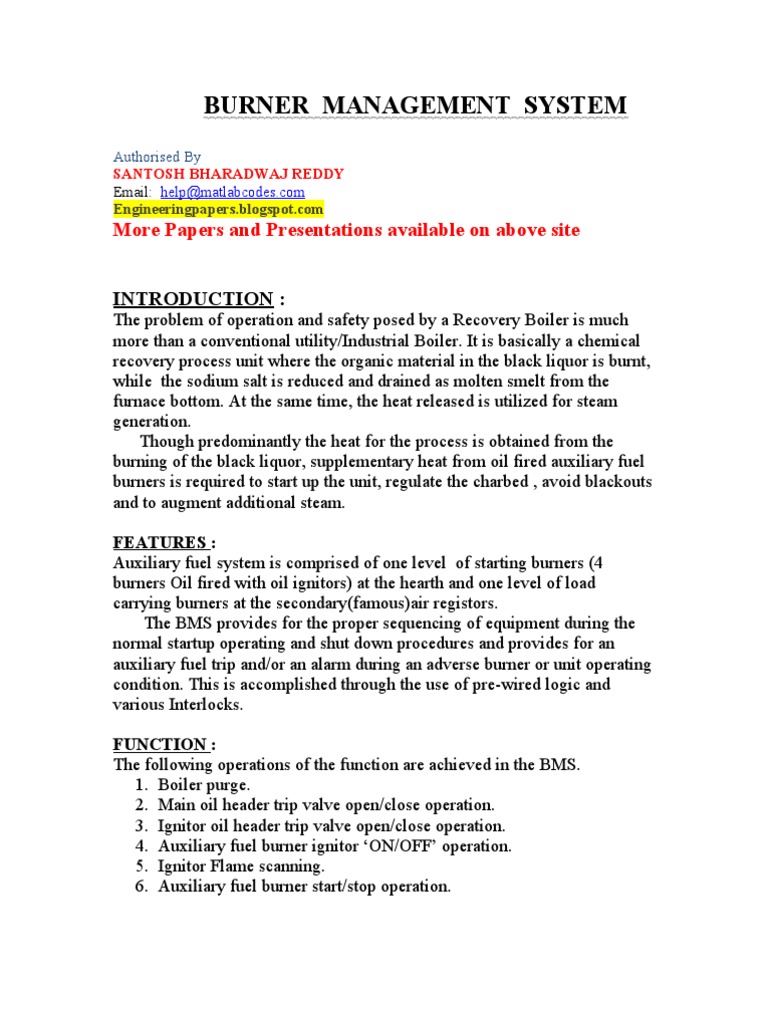 Burner Management System | Download Free PDF | Boiler | Programmable ...
