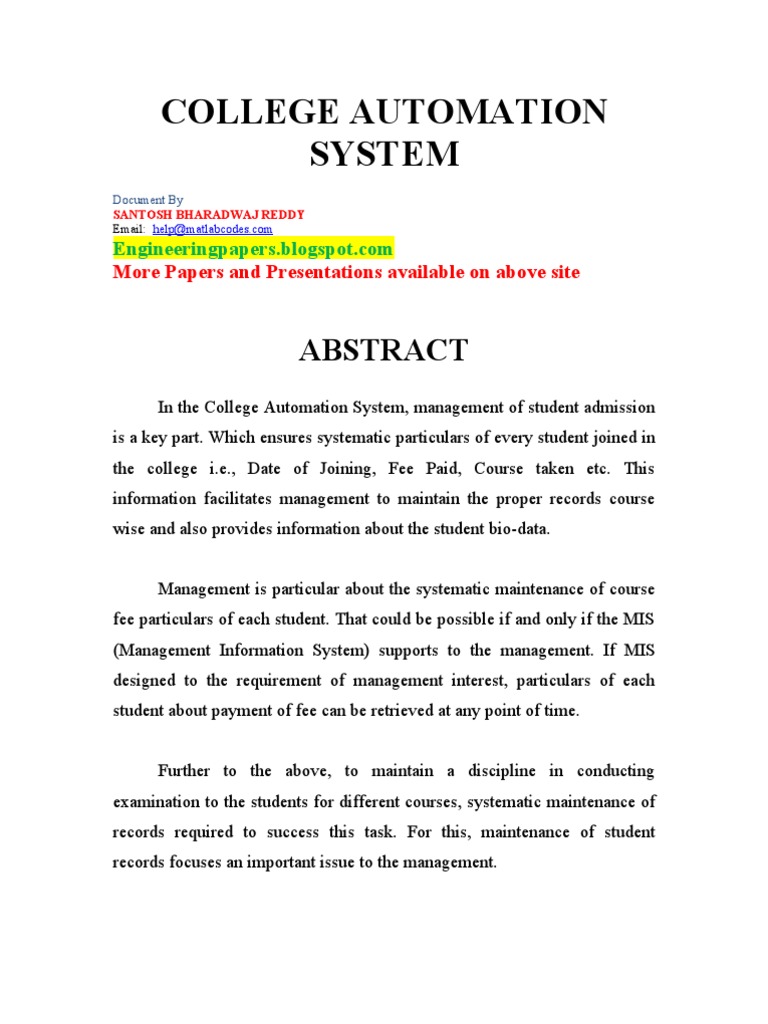 College Automation System | PDF | Abstraction (Computer Science ...