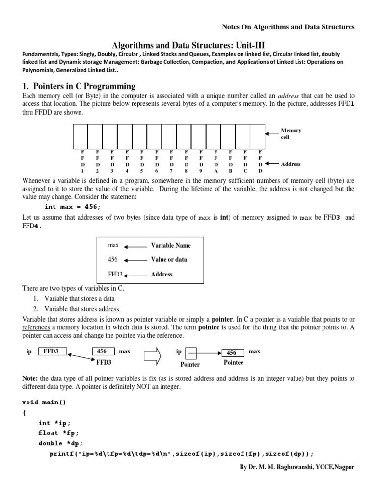 ADS Unit III 2 | PDF | Pointer (Computer Programming) | Data Type