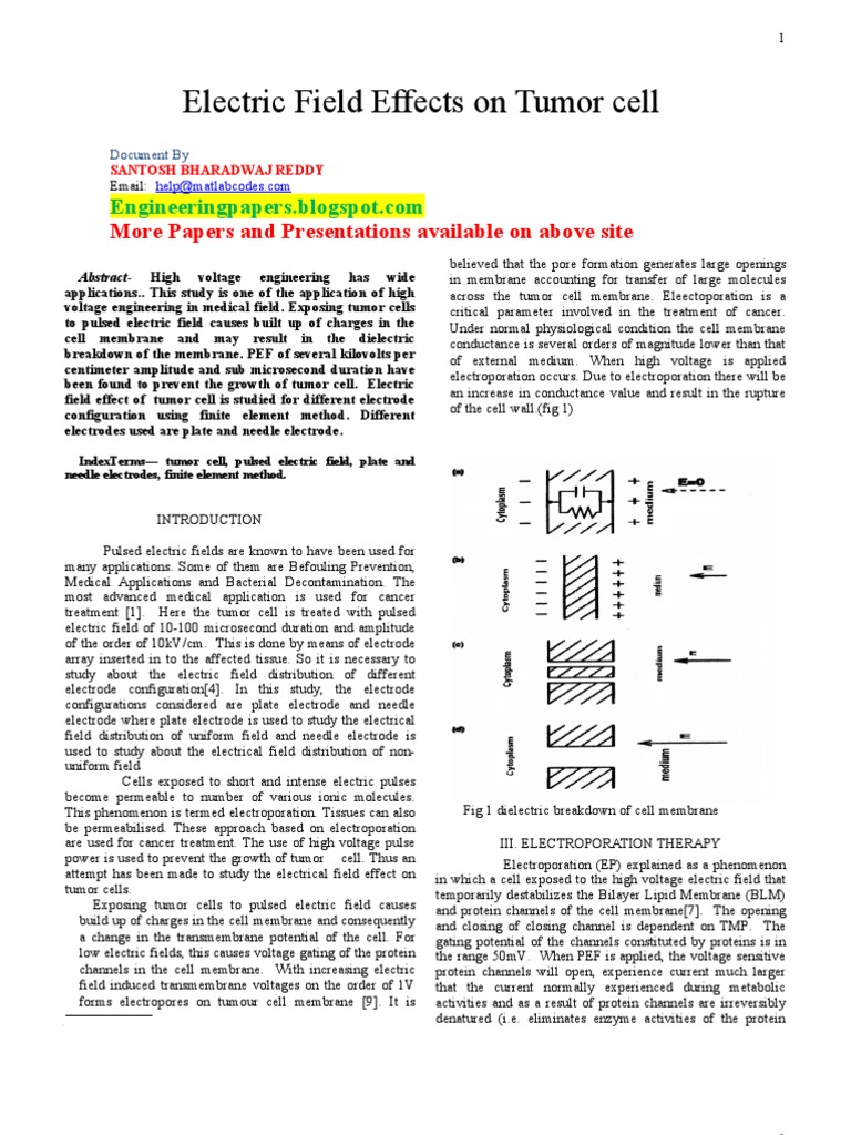 Electric Field Effects On Tumor Cell | PDF | Cell Membrane | Biology